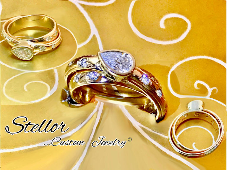 Intersecting Diamond Bezel Ring - Stellor Custom Jewelry