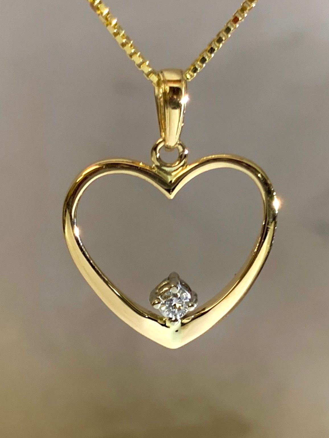 Gold Heart With Diamond Pendant - Stellor Custom Jewelry